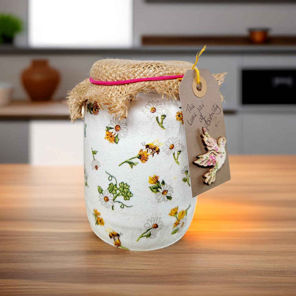 Bee Mindfulness Gift Jar – Handmade Decoupage Wellness Jar, Self Care ...