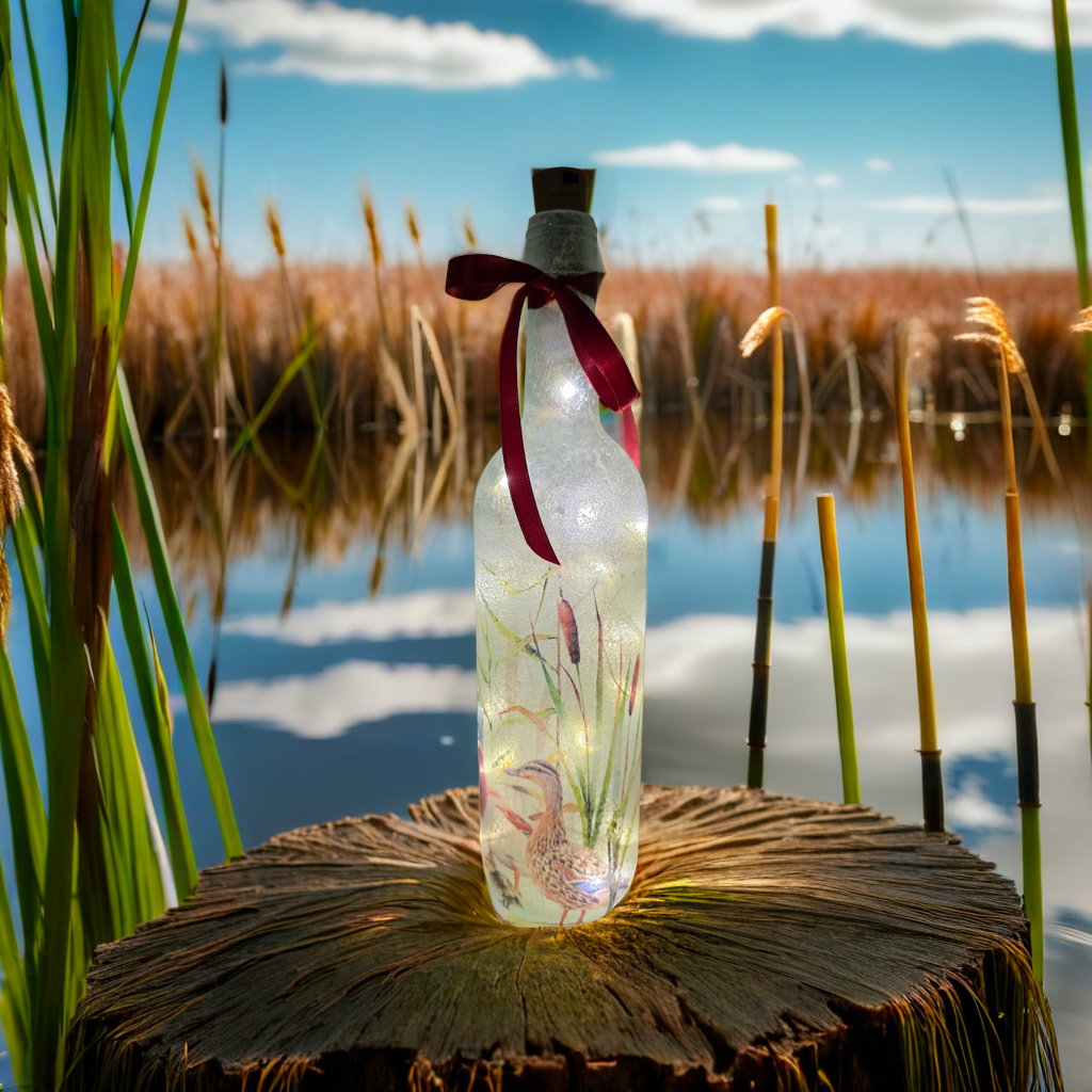 Decoupage Ducks and Ducklings Bottle Lamp – Quantock Inspiration